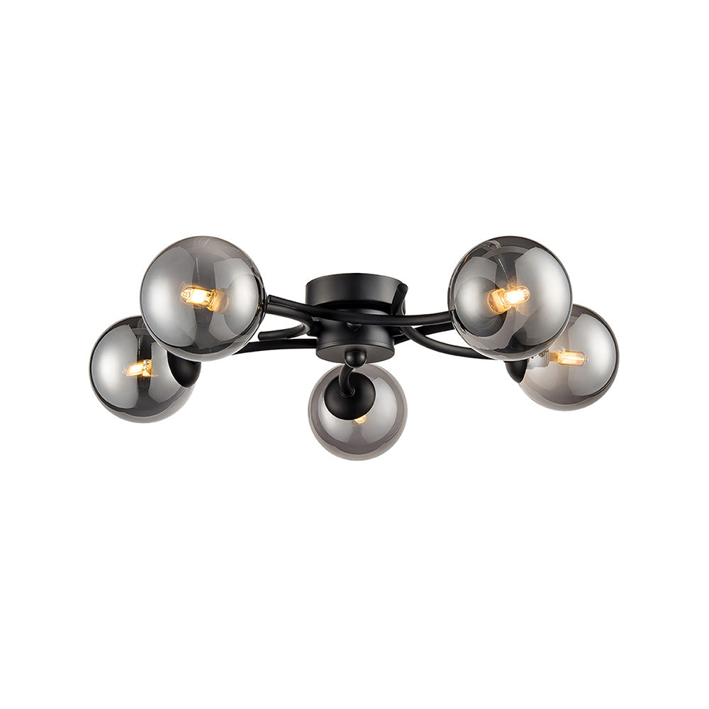 Franklite Prophecy 5lt Flush Ceiling Light Black, Smoked Glass – Amos Lighting + Home
