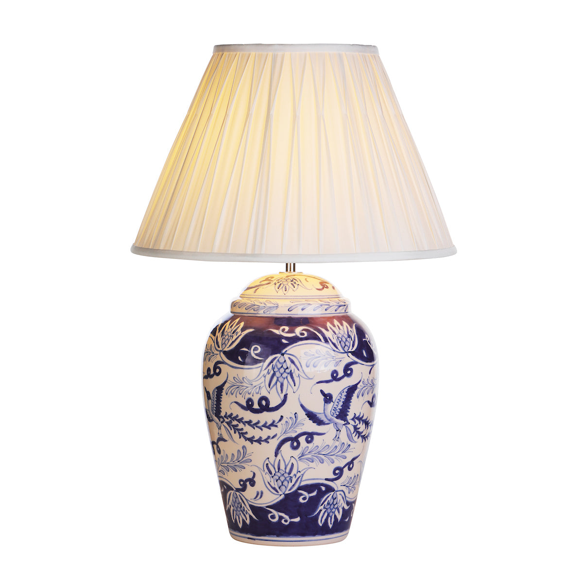 David Hunt Fawkes Ceramic Table Lamp Blue Print With Shade – Amos Lighting + Home