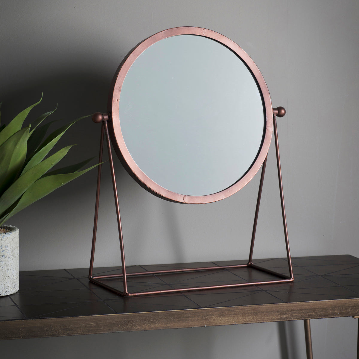 Amos Aged copper table top mirror – Amos Lighting + Home