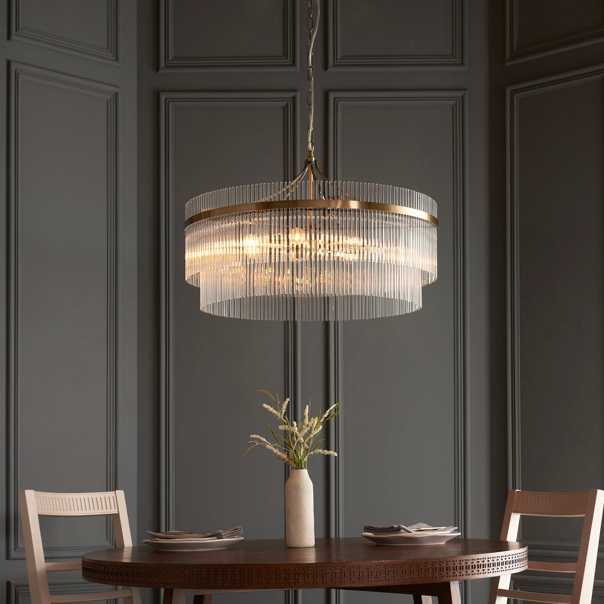 Endon Marietta Grand 7lt Chandelier | Statement Glass Pendant – Amos ...