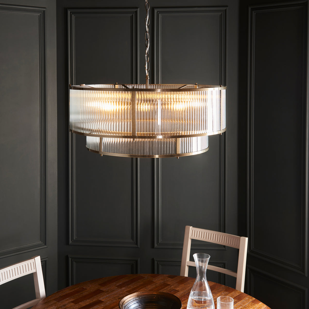 Endon Ridgeton 8lt Tiered Chandelier Antique Brass | Double Tier ...