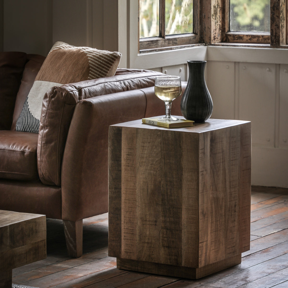 Iowa Side Table Natural Mango Wood Rustic Design | Amos Lighting – Amos ...
