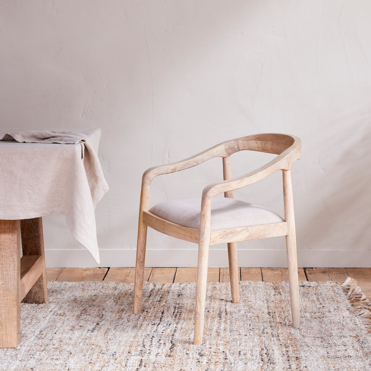 Nkuku Anbu Mango Wood Upholstered Dining Chair Natural – Amos Lighting ...