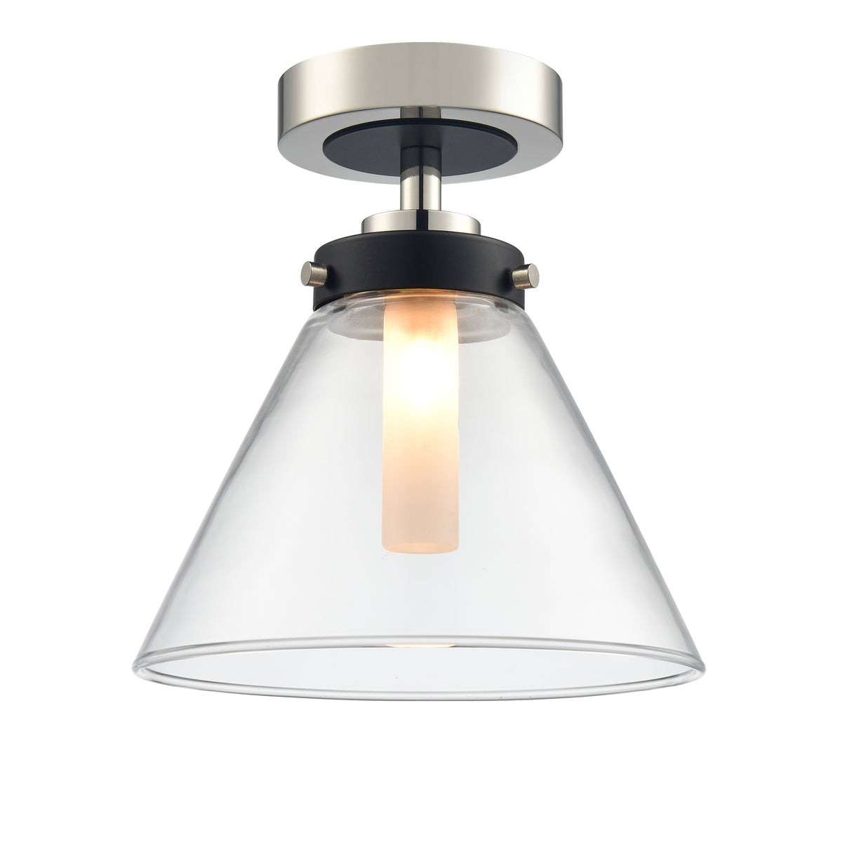 Franklite Conica Flush Bathroom Light matt black and polished nickel ...
