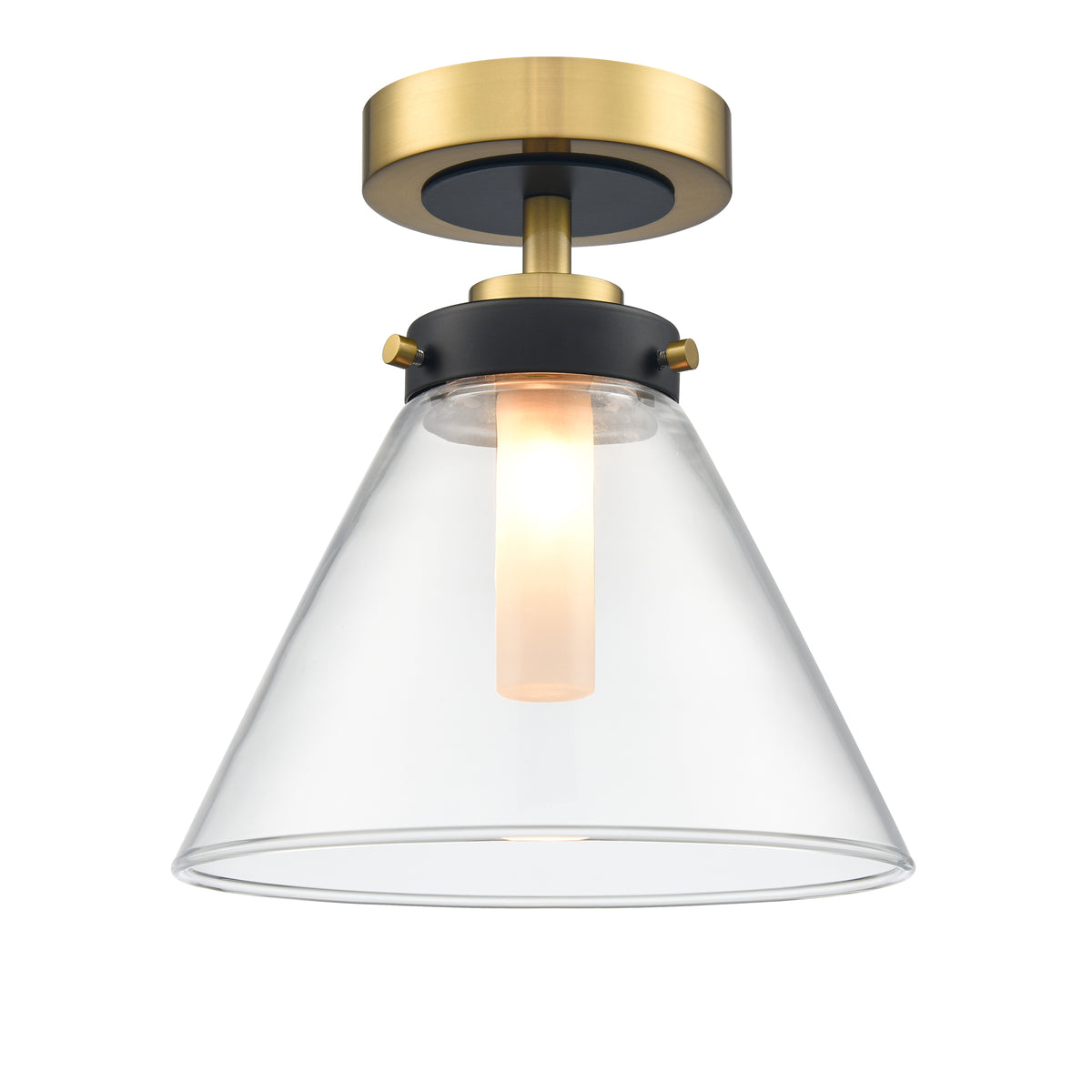 Franklite Conica Flush Bathroom Light matt black and aged brass – Amos ...