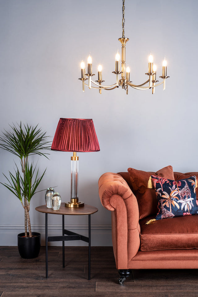 Dar Ambassador 8 Light Chandelier - Antique Brass – Amos Lighting + Home
