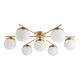 Dar Bombazine 7 Light Semi-Flush Natural Brass & Opal Glass | Mid ...