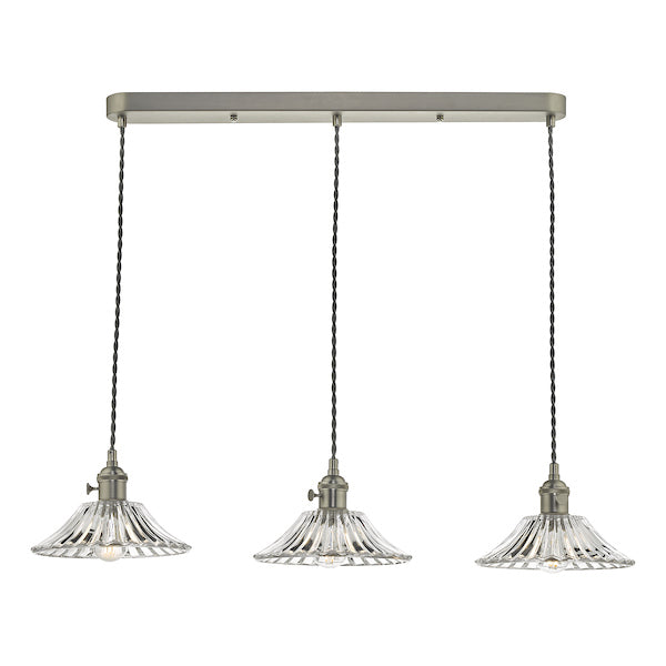 Dar Hadano 3 Bar Light Antique Chrome with Flared Glass Shades – Amos ...