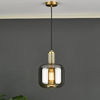 Dar Nikolas Solid Brass Pendant Smoked Glass – Amos Lighting + Home