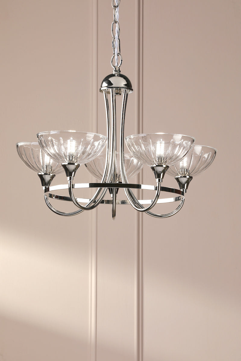 Laura Ashley Wellham 5lt Pendant Polished Nickel Ribbed Glass – Amos ...