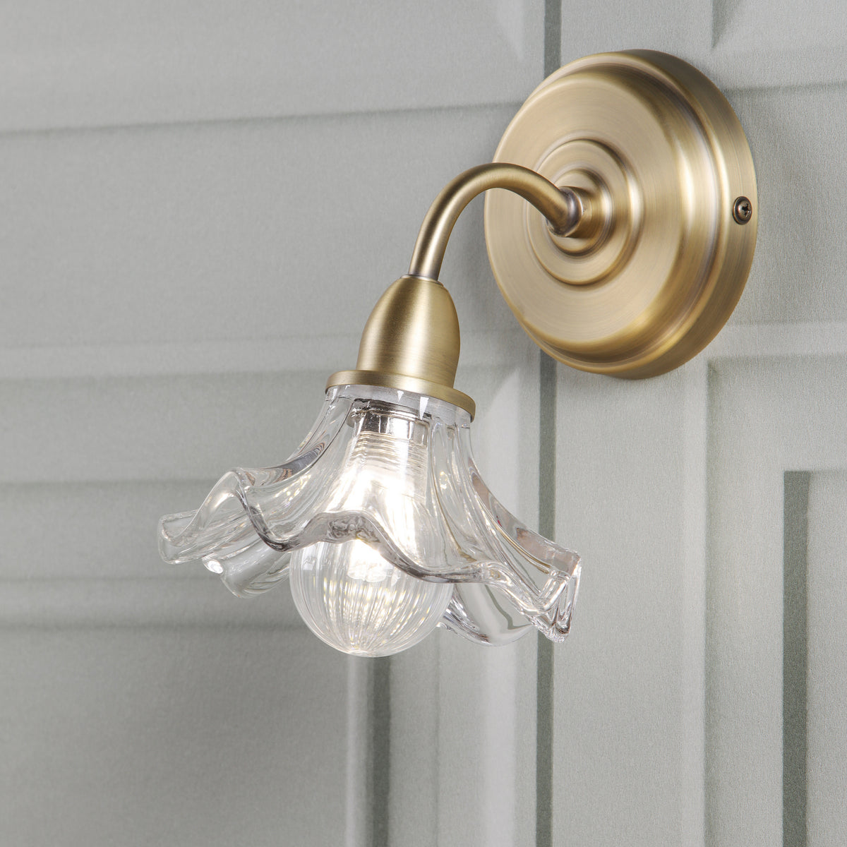 Laura Ashley Kerswell Wall Light Matt Antique Brass & Glass | Vintage ...