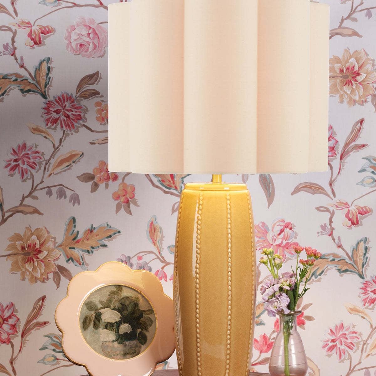 Laura Ashley Littleton Table Lamp Yellow Ceramic & Antique Brass ...