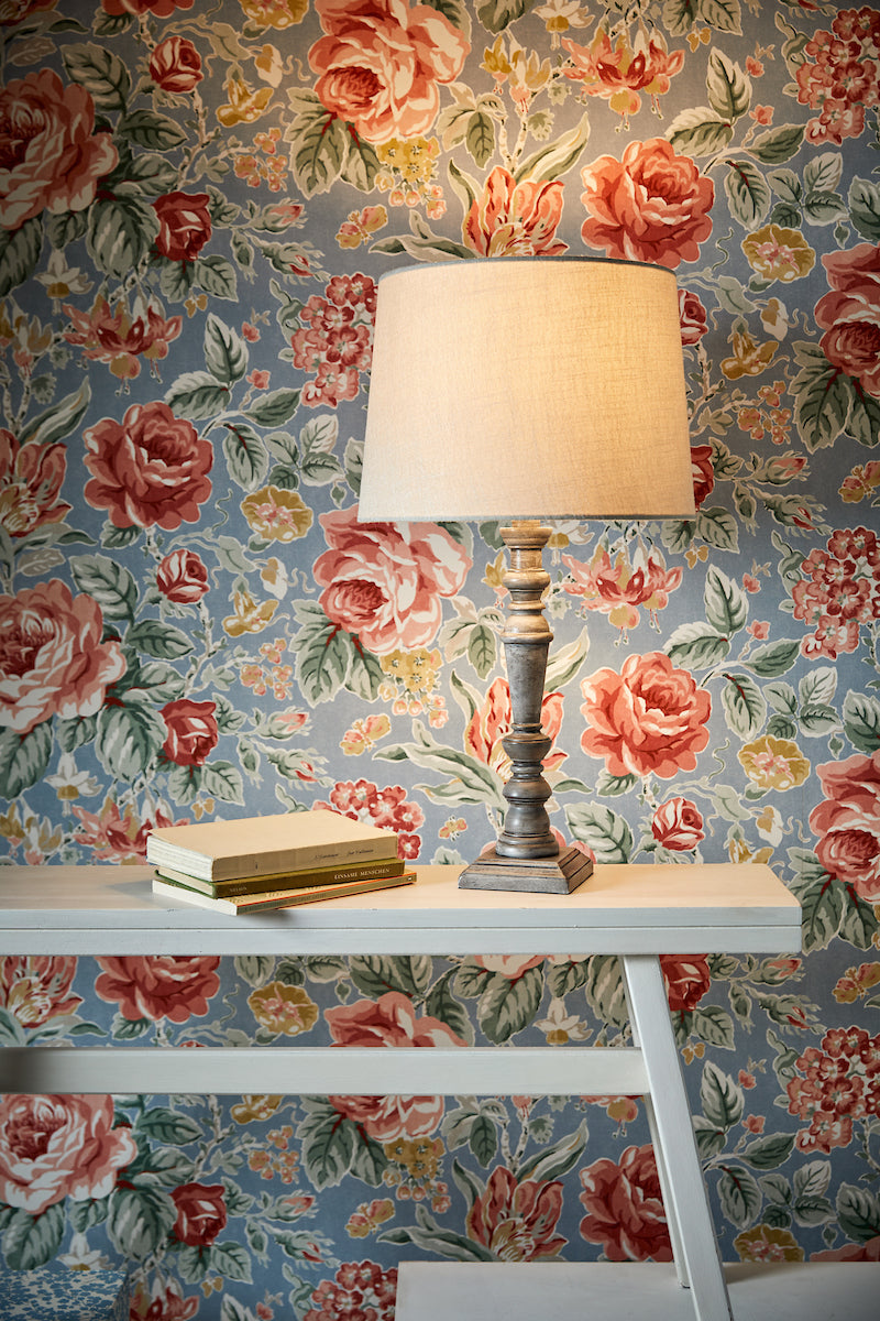 Laura Ashley Tate Table Lamp Distressed Grey and Polished Chrome Base ...