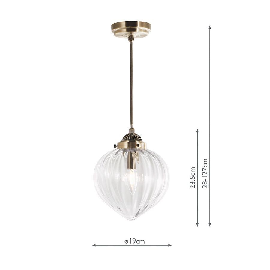 Laura Ashley Whitham Pendant Antique Brass Ribbed Glass | Industrial ...