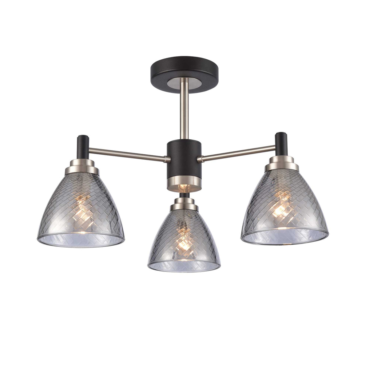 Franklite Metro 3lt semi flush fitting matt black and satin nickel ...