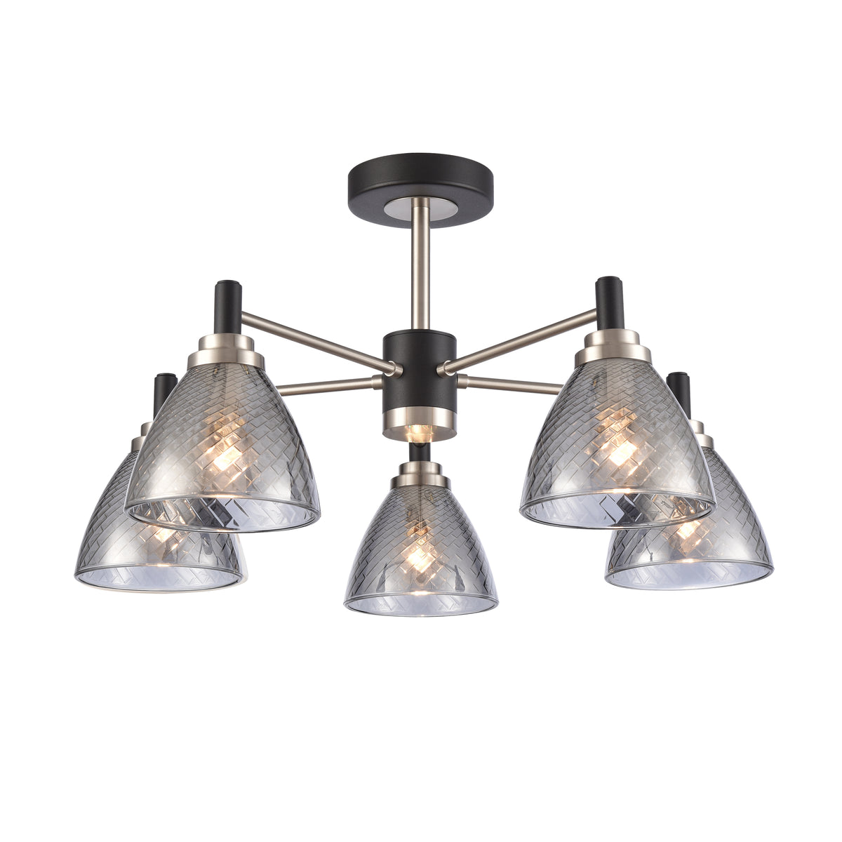 Franklite Metro 5lt semi flush fitting matt black and satin nickel ...