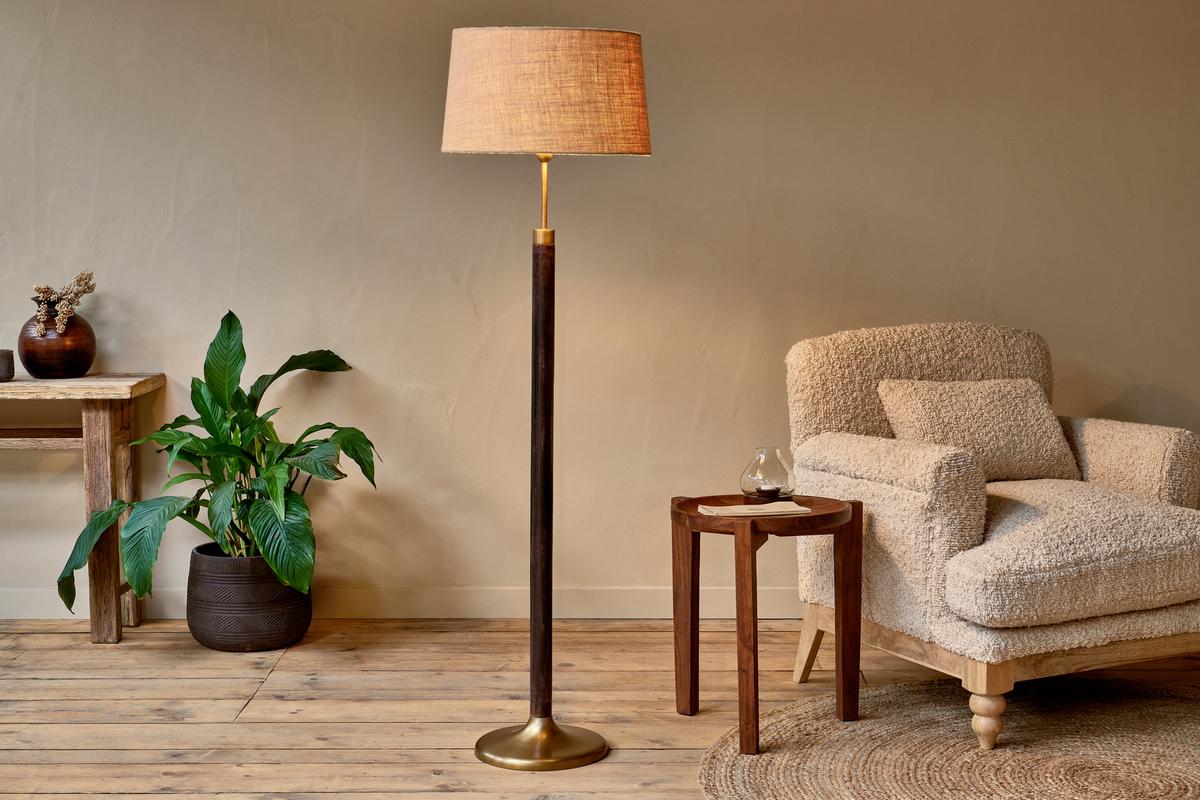 Nkuku Digha Wood & Metal Floor Lamp – Amos Lighting + Home
