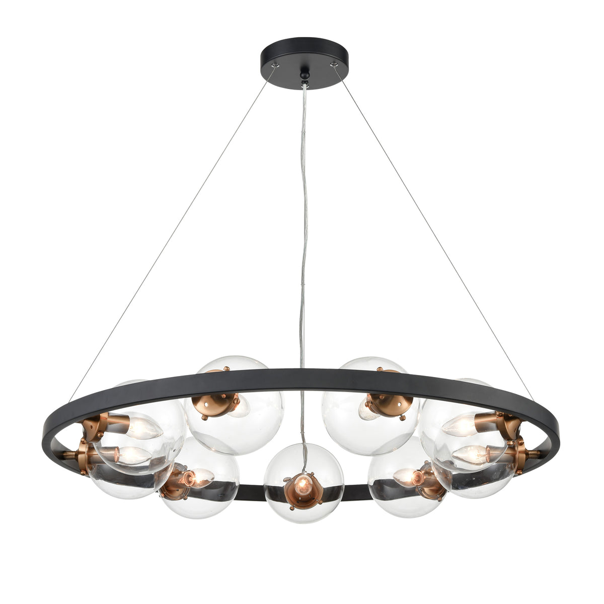 Franklite Roundell 9lt Pendant Chandelier Black/Gold – Amos Lighting + Home
