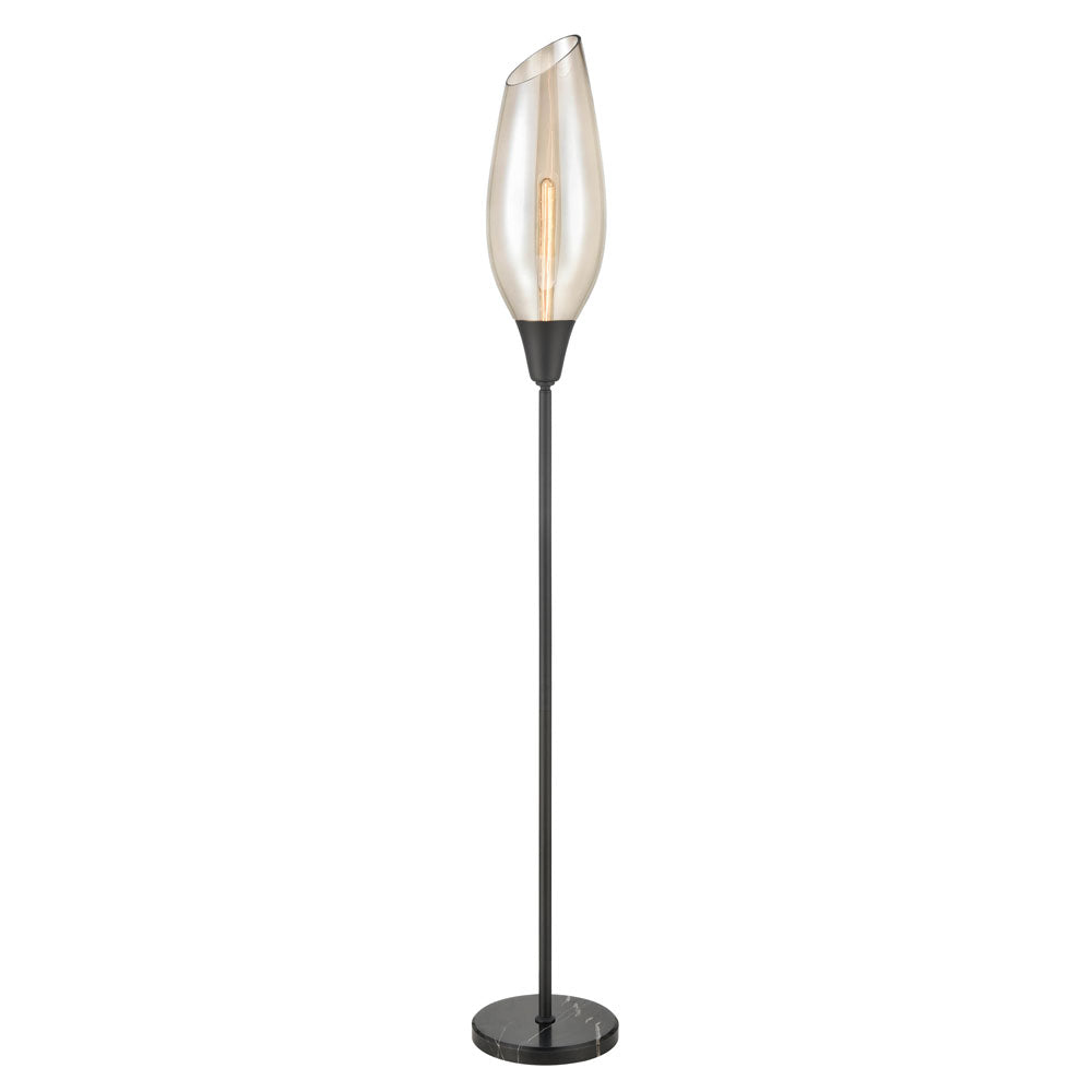 Franklite Taper Floor Lamp Black with Amber Glass – Amos Lighting + Home