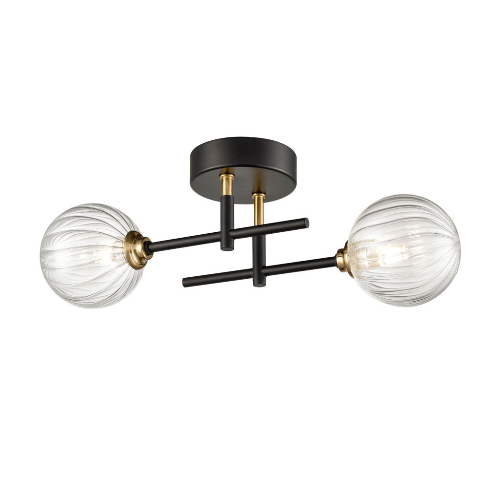 Franklite Abstraction Bathroom Wall/Ceiling Light Black and Brass ...
