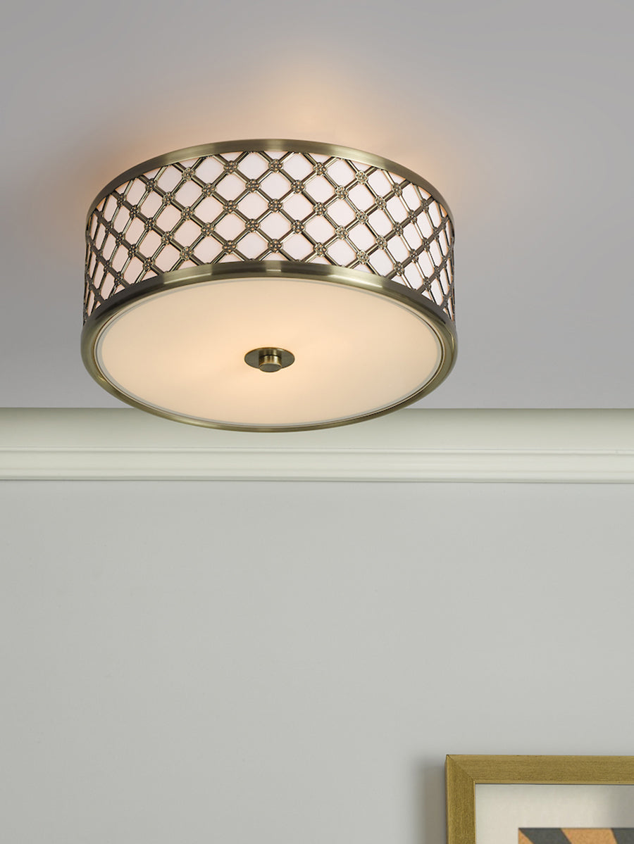 Dar Civic Small 2 Light Flush Ceiling Light | Timeless Fretwork Design ...