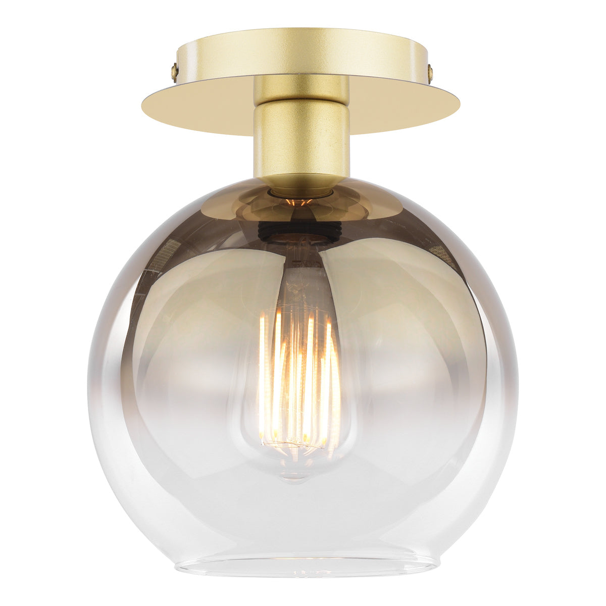 Dar Lycia Semi-Flush Satin Gold & Gold Ombre Glass | Contemporary ...