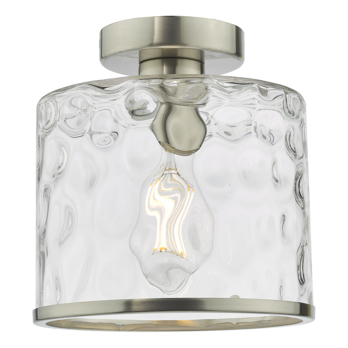 Dar Olsen Semi-Flush Satin Chrome and Glass – Amos Lighting + Home