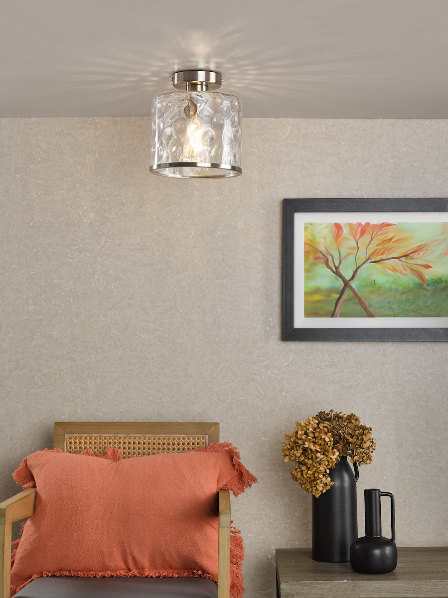Dar Olsen Semi-Flush Satin Chrome and Glass – Amos Lighting + Home