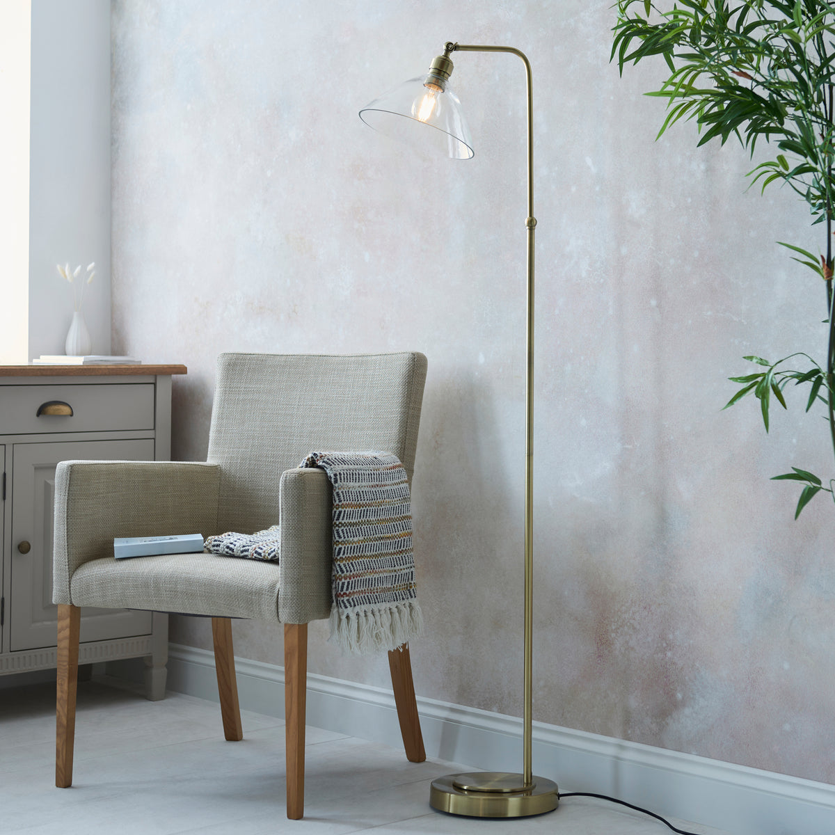 Amos Arlington Floor Lamp Antique Brass | Classic Reader Floor Lamp ...