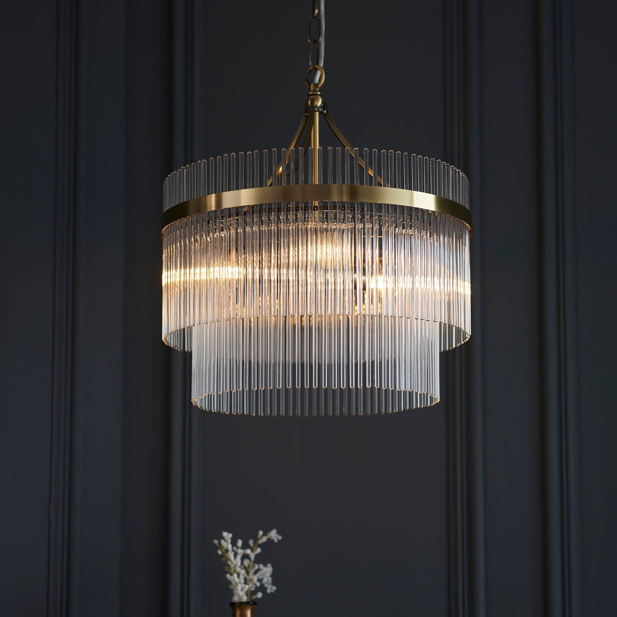 Endon Marietta 3lt Chandelier Antique Brass & Glass | Contemporary ...