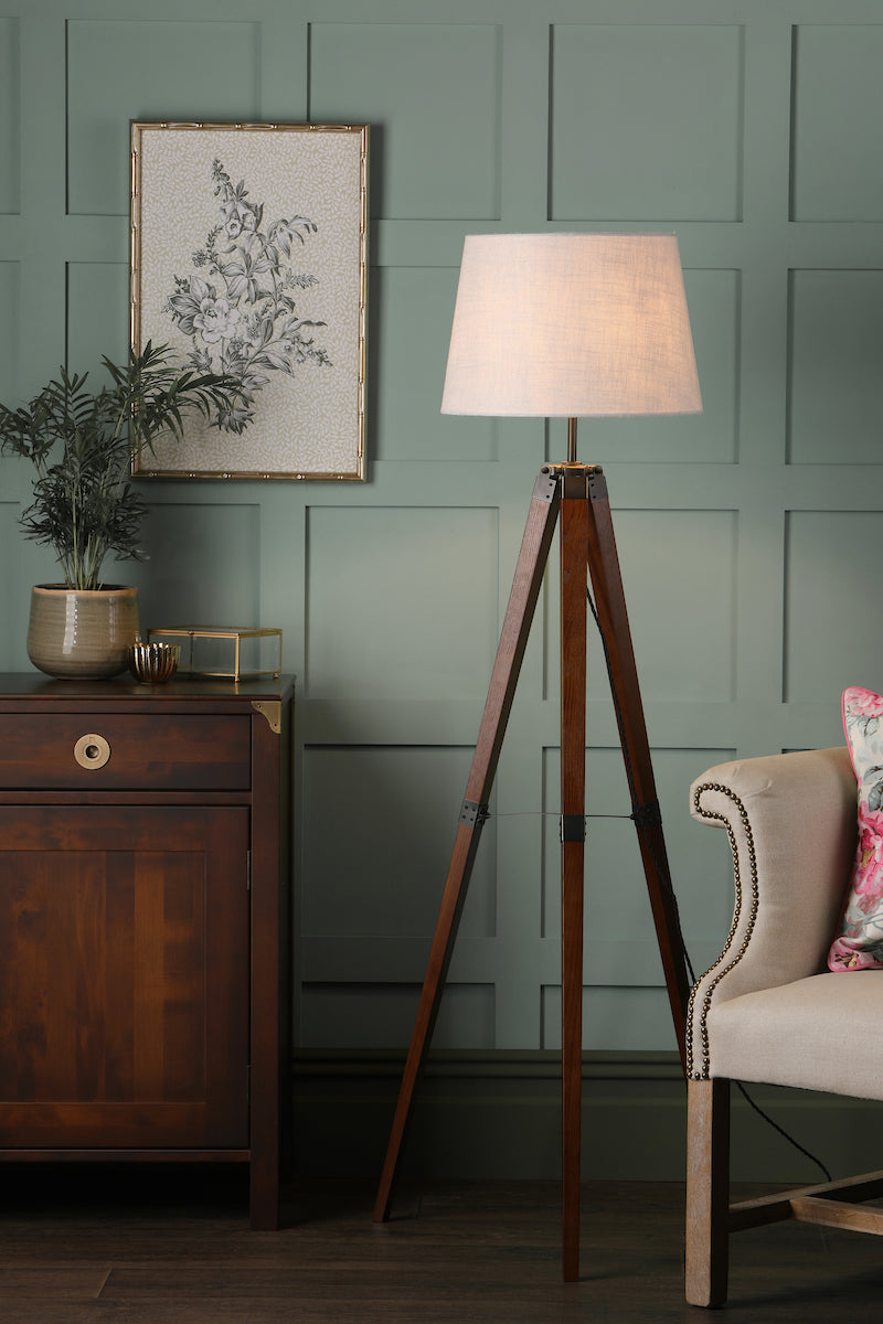 Laura Ashley Burdale Tripod Floor Lamp Dark Wood | Scandi – Amos ...
