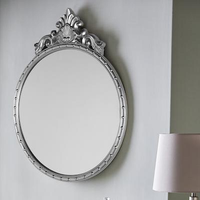 Laura Ashley Overton Ornate Round Mirror Silver Frame 73 x 58cm – Amos ...
