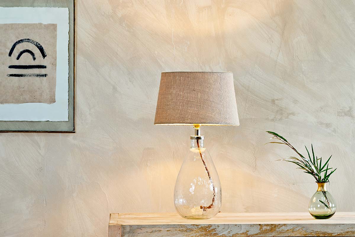 Nkuku Baba Recycled Clear Glass Table Lamp Small Tall – Amos Lighting ...