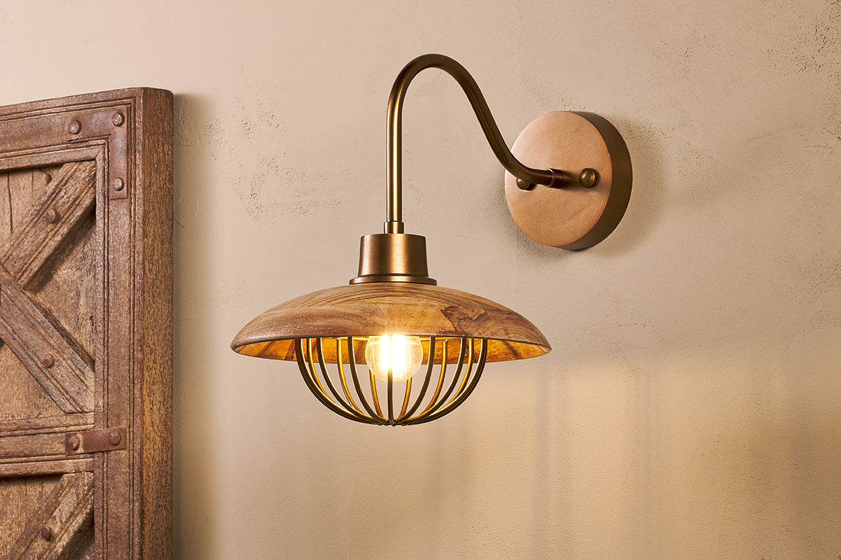 Nkuku Chakai Mango Wood Wall Light – Amos Lighting + Home