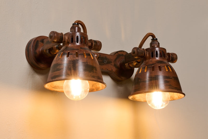 Nkuku Tubu Brass Double Spot Light Rust Finish – Amos Lighting + Home