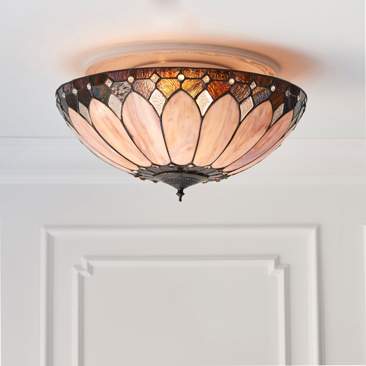 Tiffany Brooklyn Art Deco Flush Light | Cream Glass – Amos Lighting + Home